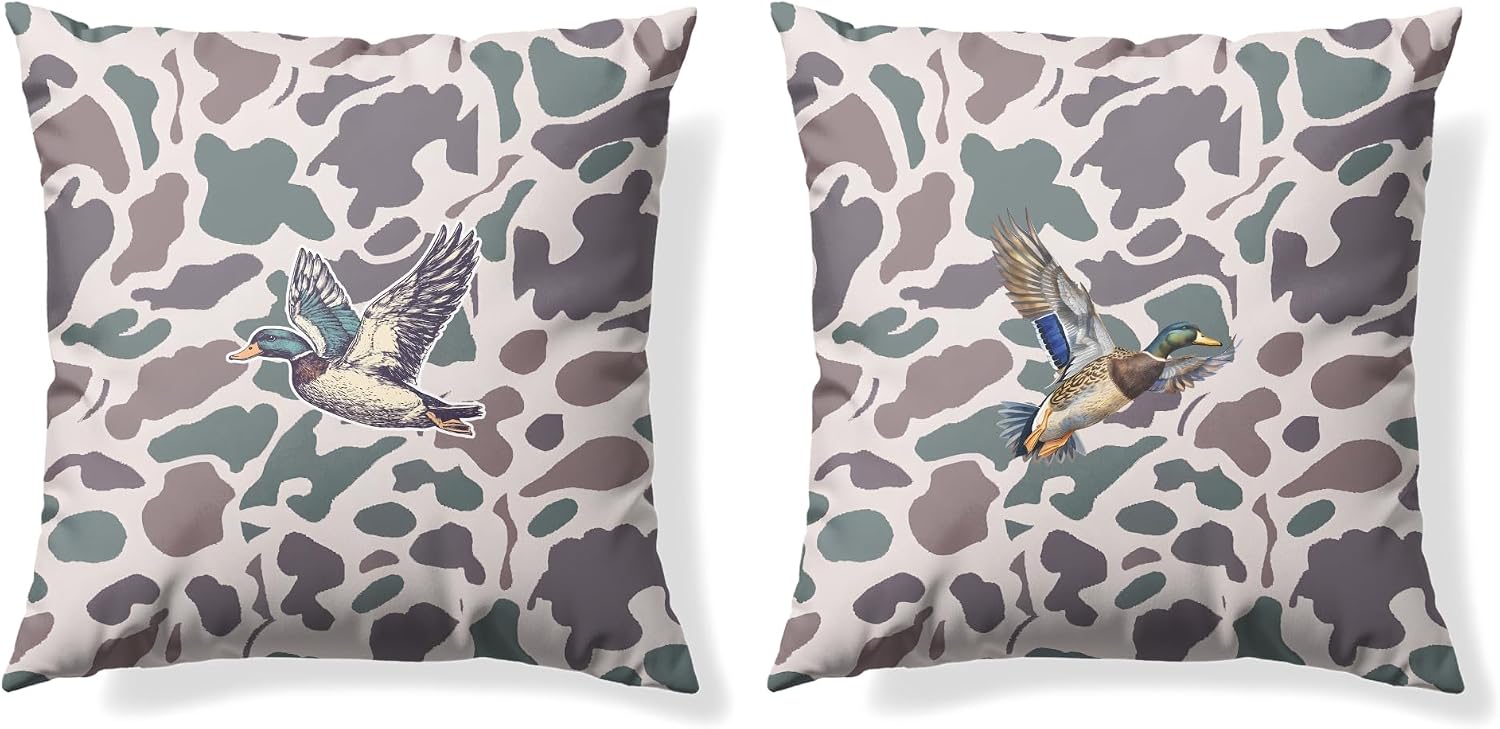 Amazon.com: GTYNU Vintage Camo Mallard Duck Throw Pillow Covers 18x18 ...