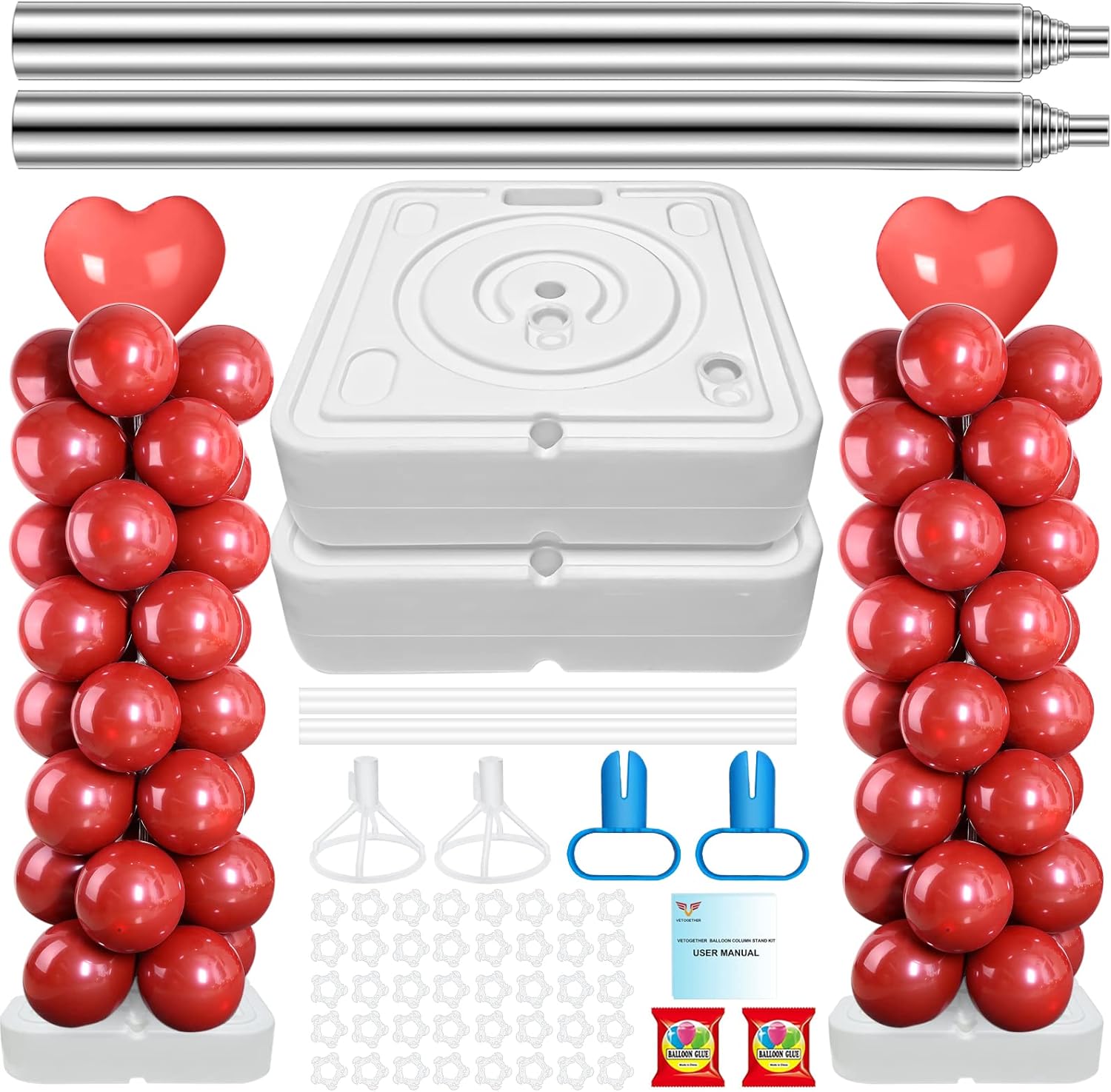Amazon.com: 2 Set Balloon Column Stand Kit for Floor with Heavy Duty ...