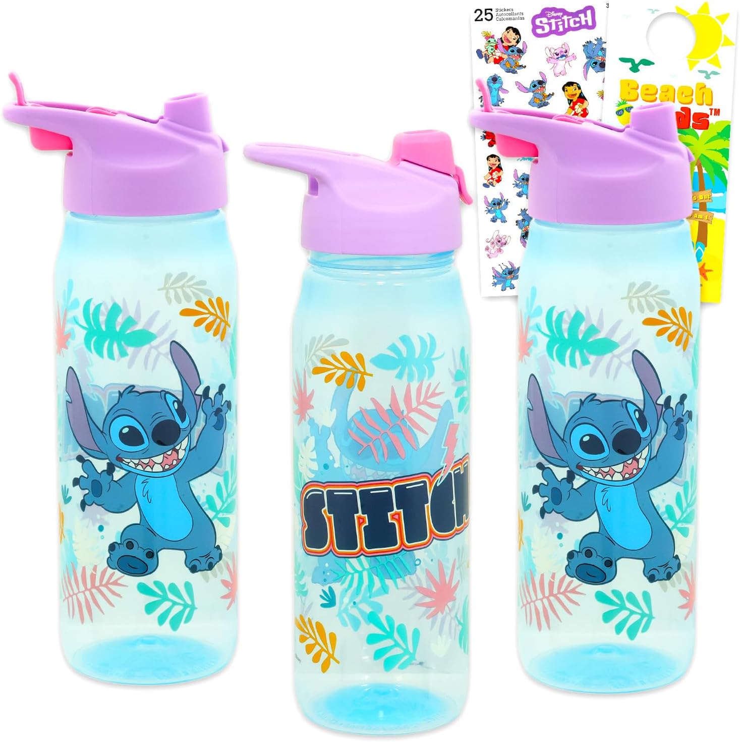 Amazon.com: Disney Stitch Water Bottles for Girls 3 Pack - Bundle with ...