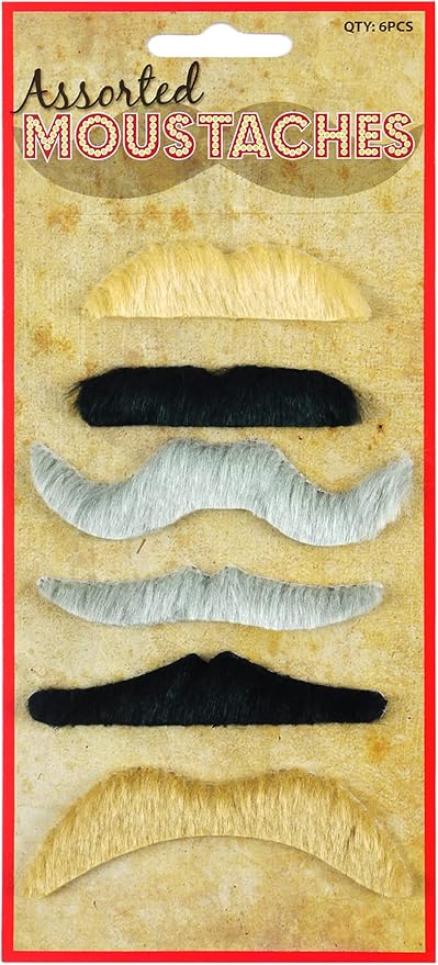 Assortiment de 6fausses moustaches Accessoire Déguisement : Amazon.fr ...