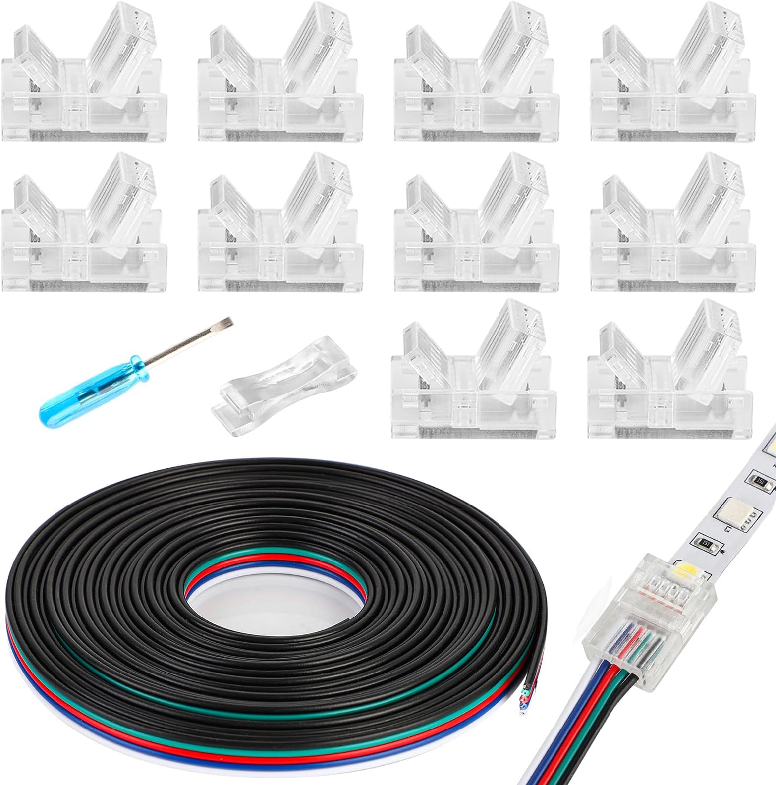 SUPERNIGHT 5PIN LED Strip Connector Kit 10mm 5050 RGBW Connectors ...