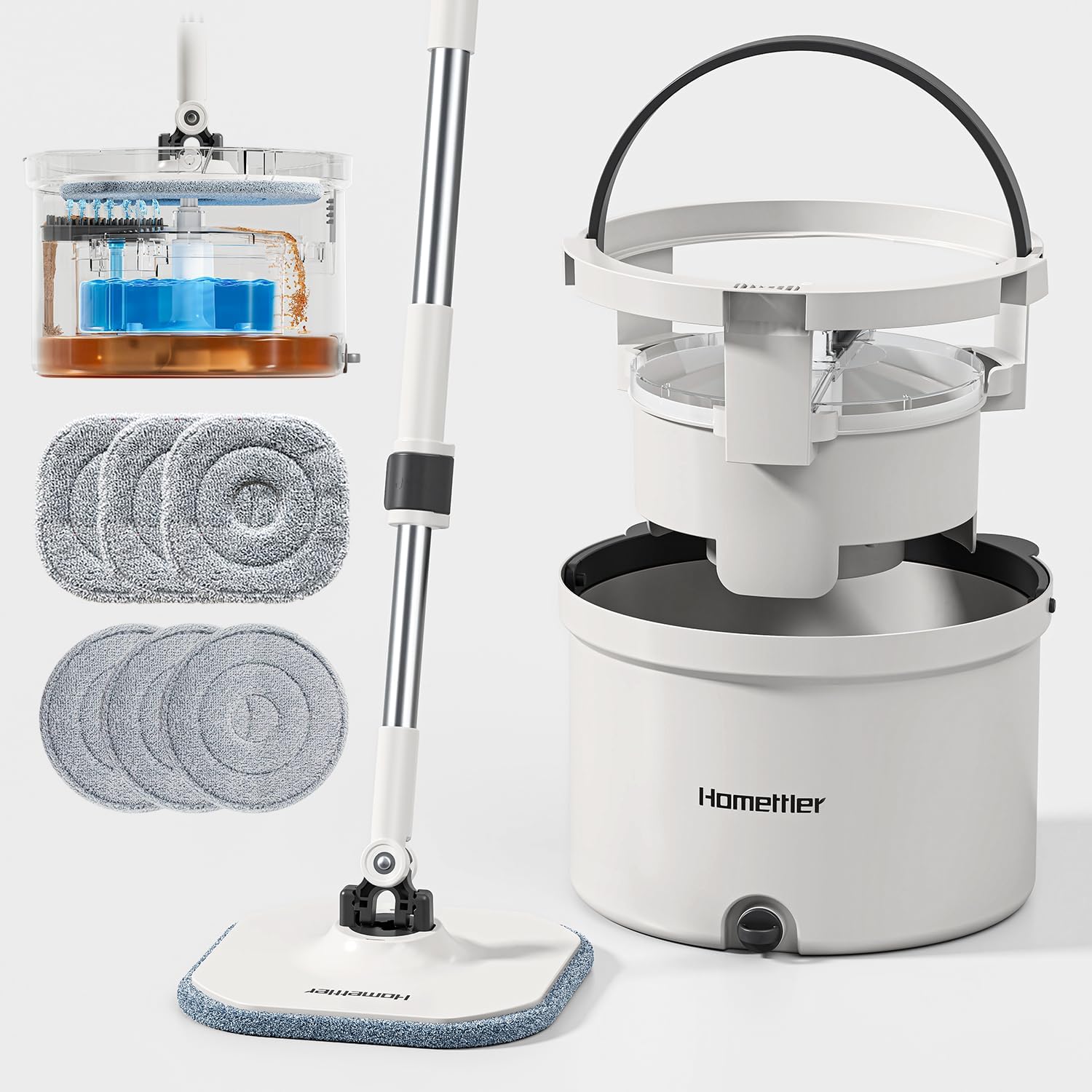 Amazon.com: HoMettler Mop and Bucket Set, Spin Mop and Detachable Inner ...