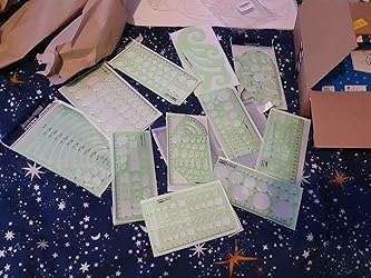 11 Pieces Geometric Drawings Templates Stencils Plastic Measuring ...