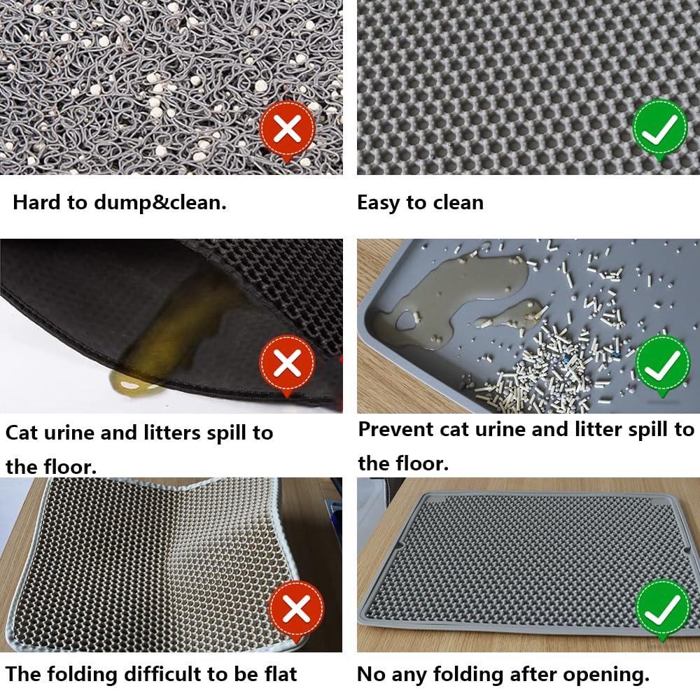 Silicone Cat Litter Mat Urine&Waterproof Pretty Litter Mat Double Layer ...