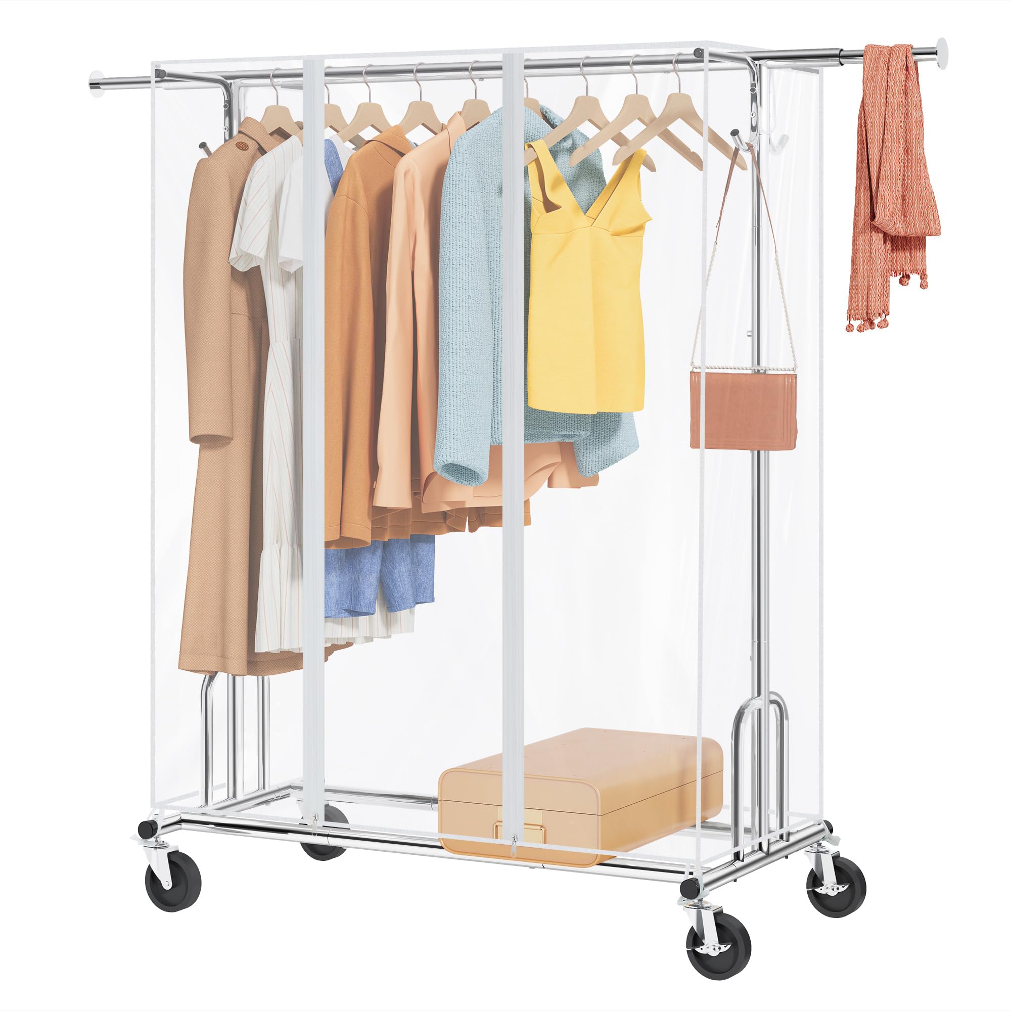 Amazon.com: Tajsoon Clothing Rack with Cover, Collapsible Clothes Rack ...