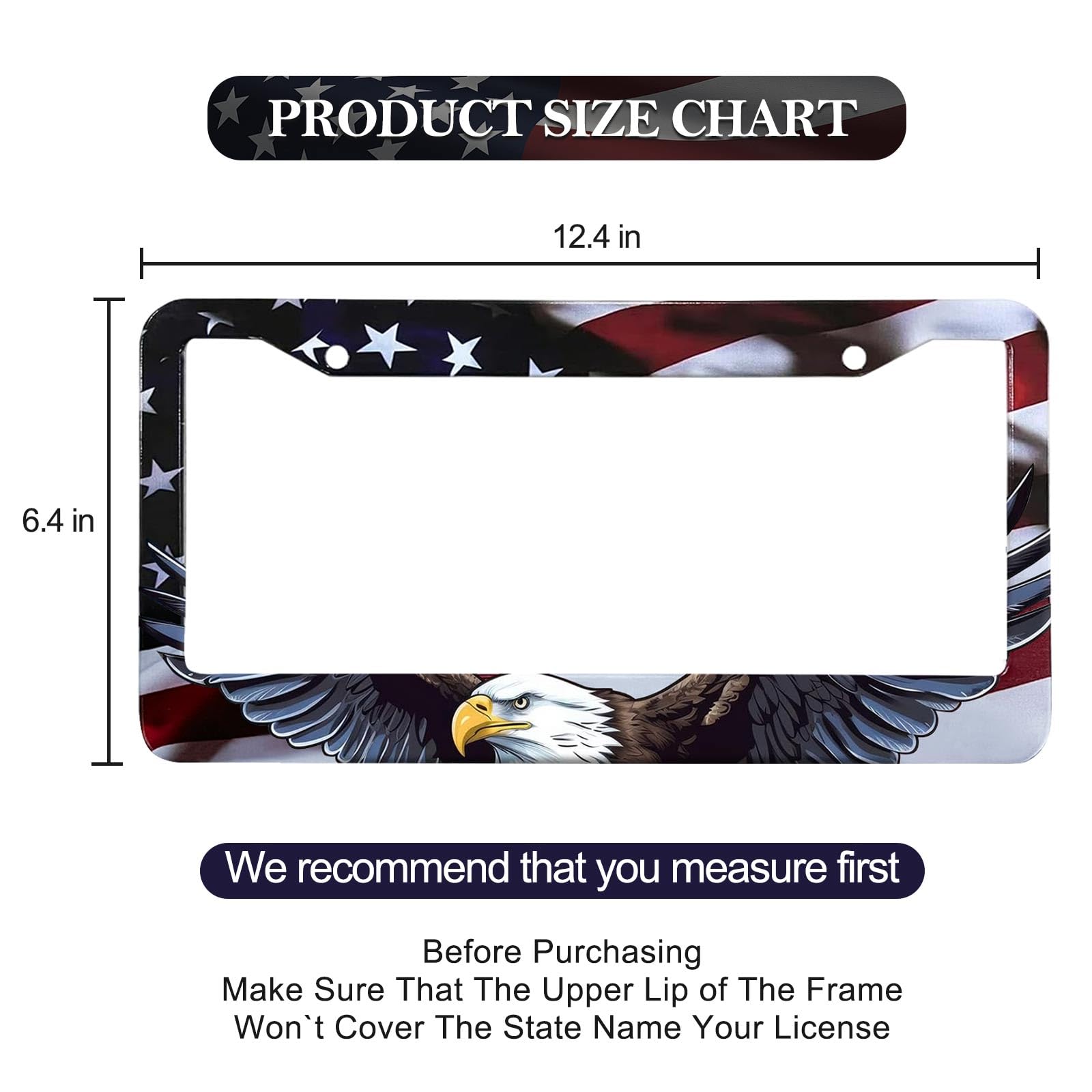 Snapklik.com : LIN KANG American Flag Eagle License Plate Frame Holder ...