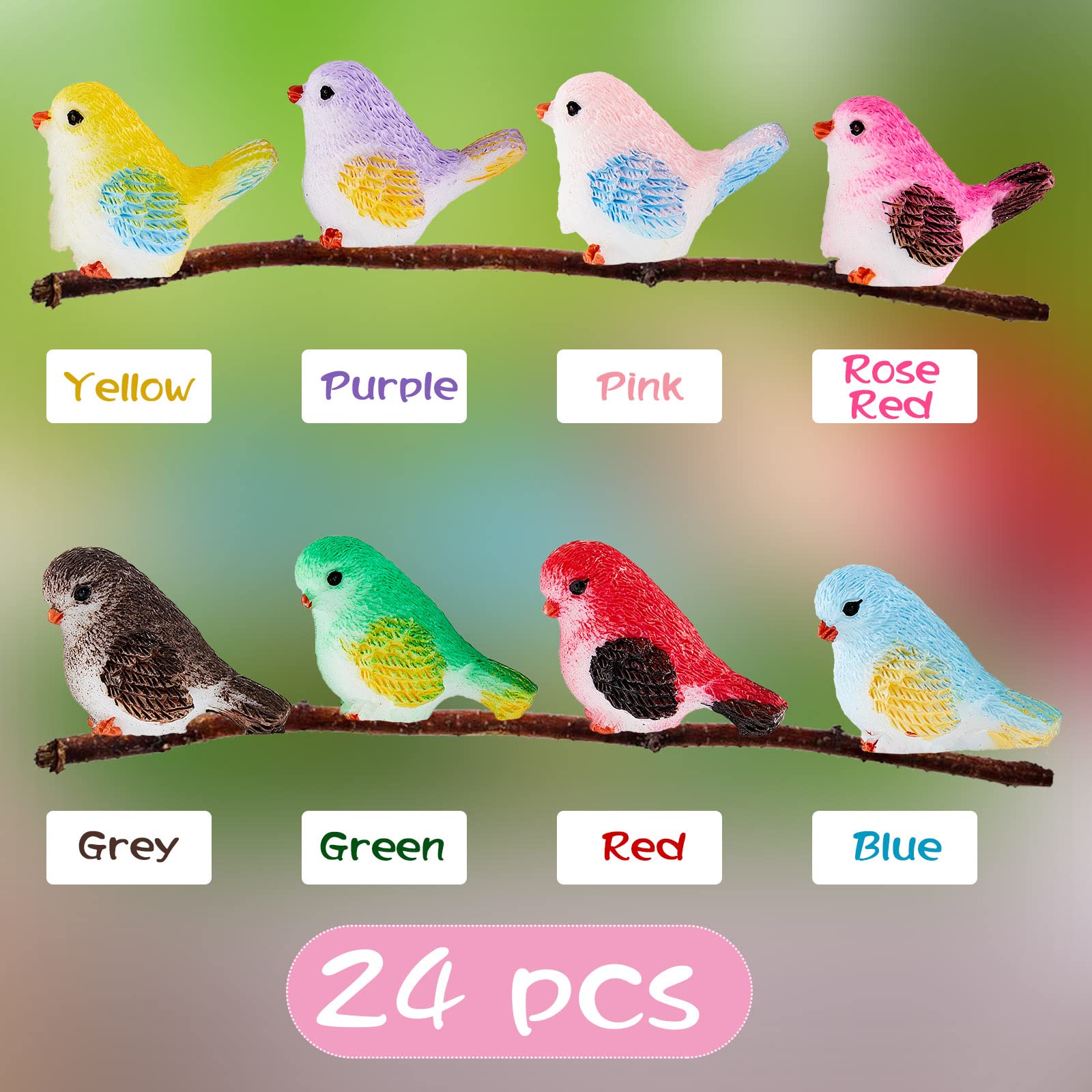 Snapklik.com : Skylety 24 Pieces Miniature Bird Figurines Dollhouse ...