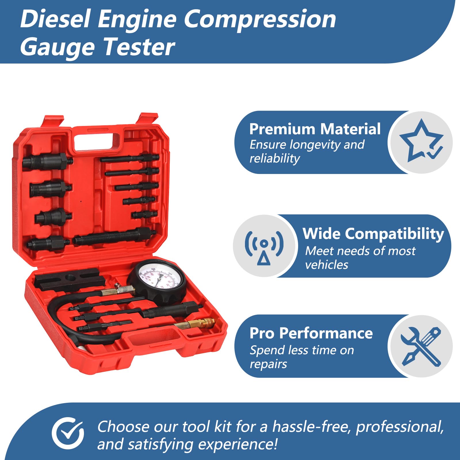 Snapklik.com : Bicos Diesel Engine Compression Gauge Tester, 18pc ...