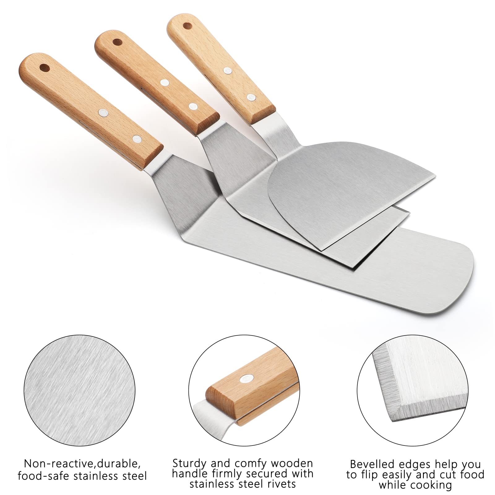 Snapklik.com : Barbecue Turners Spatula Set Of 3 Stainless Steel Turner ...