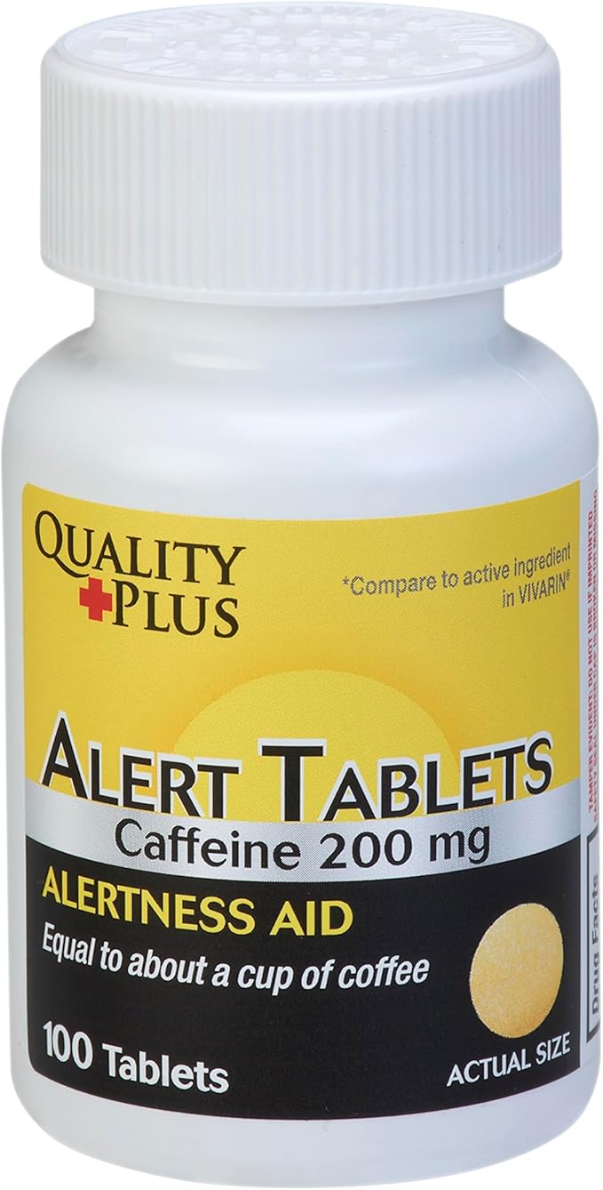 Amazon.com: Quality plus Alert Tablets - Caffeine Pills 200mg Alertness ...