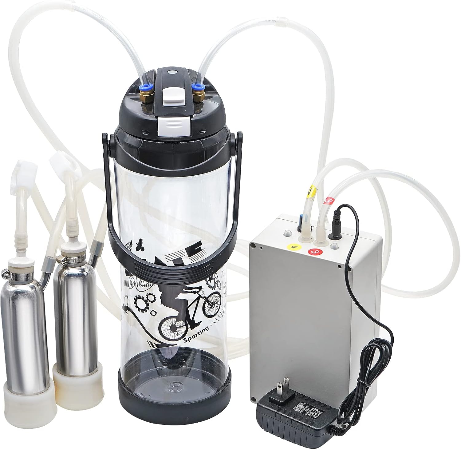 MUDUOBAN Cow Milking Machine Portable Electric 3L/0.8 Gallon with 2 ...