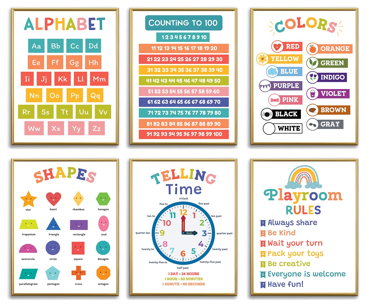 Windvale 6 Educational Posters For Toddlers Kindergarten Classroom Must ...