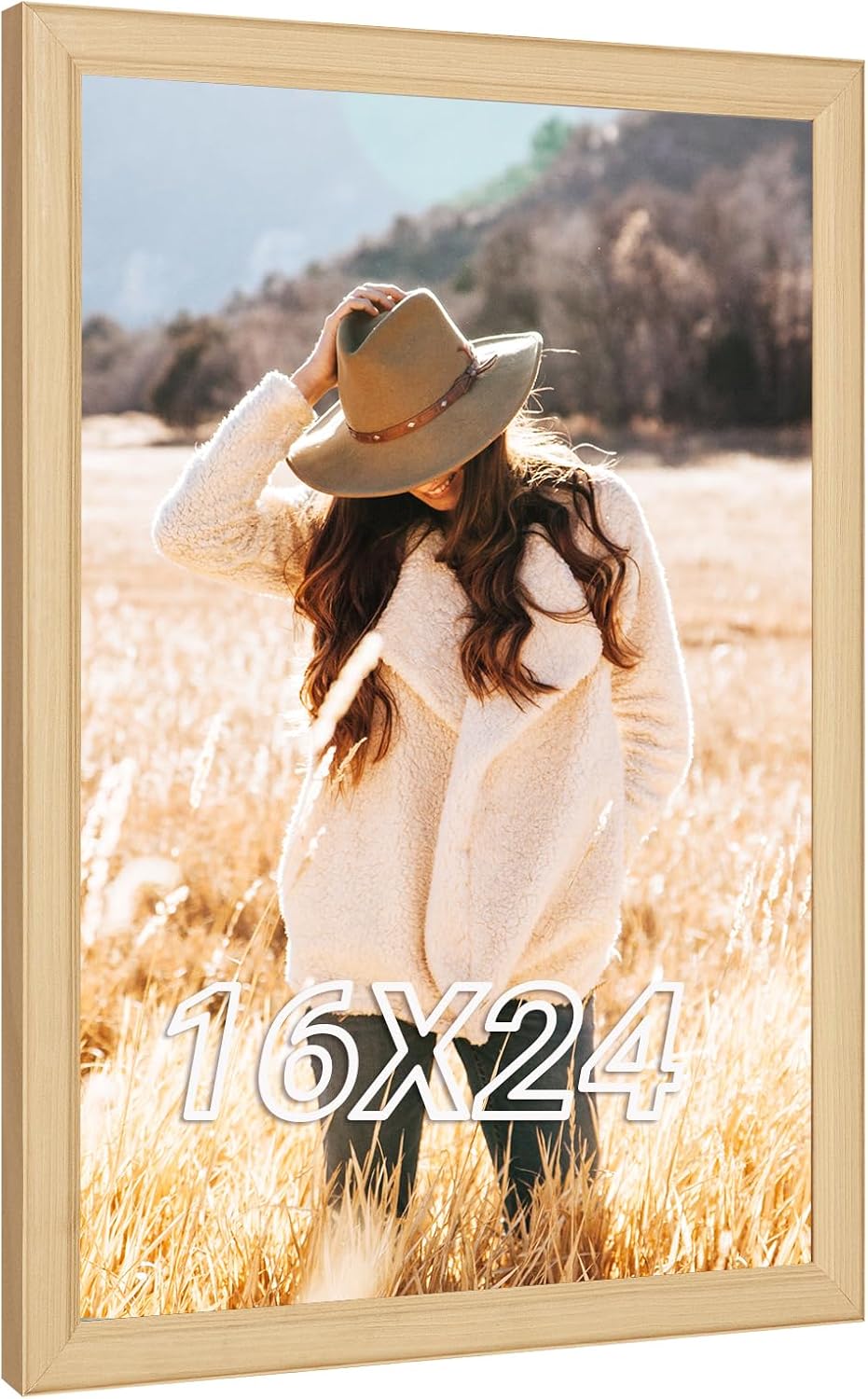 16x24 Wood Picture Frame, Rustic Natural 24x16in Woodgrain Frame ...