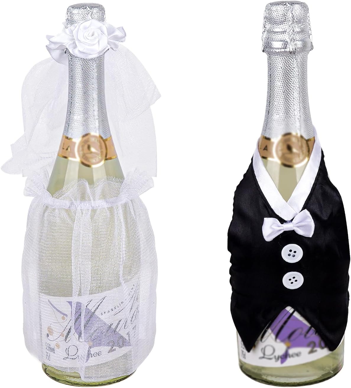 Amazon.com | SHIDOW Bride and Groom Wine Bottle Covers, Wedding Dress ...