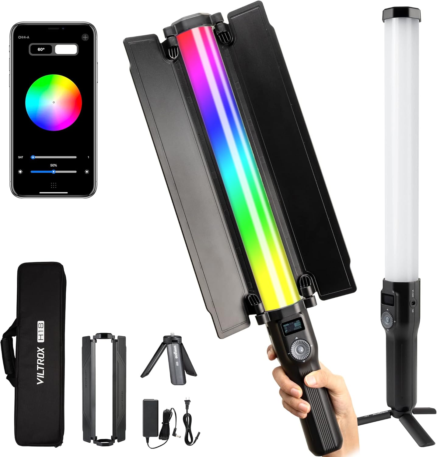 Amazon.com : VILTROX H18 RGB LED Light Stick, App Control 18W 1800LM ...