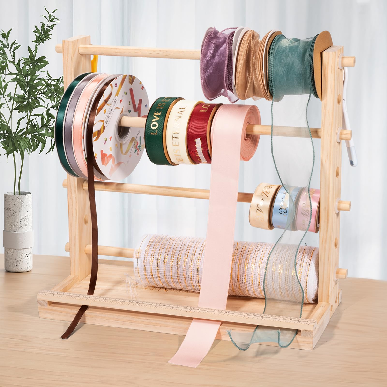 Ribbon Organizer Storage Rack Spool Holder Sewing Craft Wreath Mesh ...