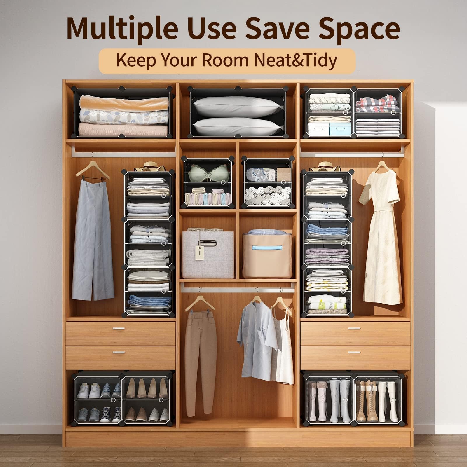 MAGINELS 3-Cube Storage Organizer, Stackable Cubby Shelf, Easy Assemble ...