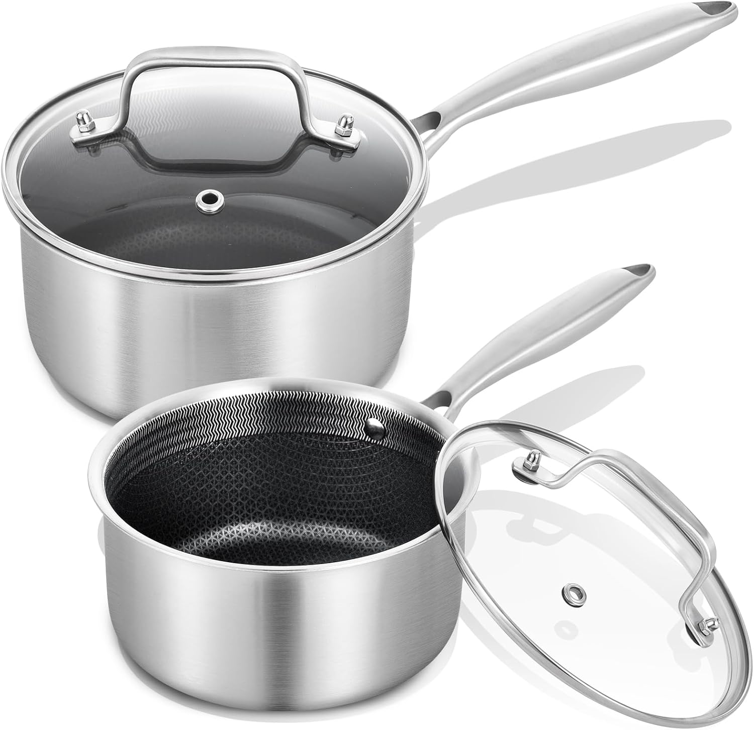 Amazon.com: LOLYKITCH Hybrid Tri-Ply Stainless Steel Non-Stick Saucepan ...