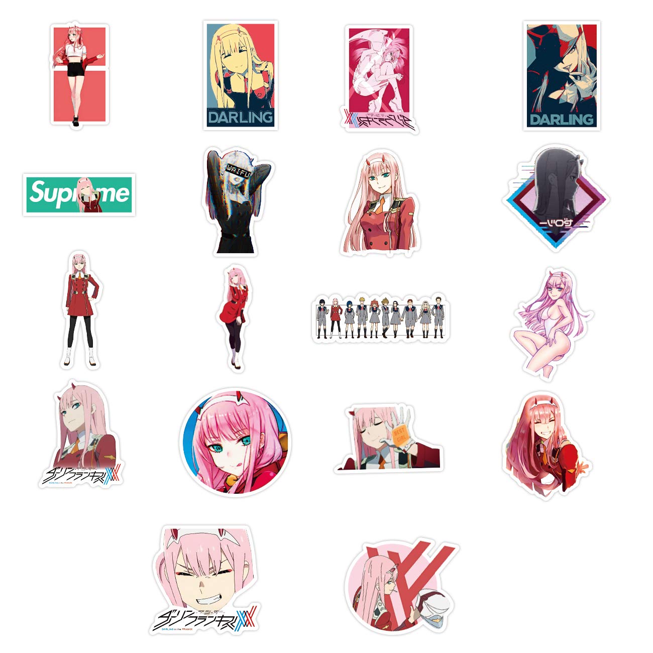 Darling in The FRANXX 02 Stickers 100pcs Vinyl Waterproof Zero Two ...