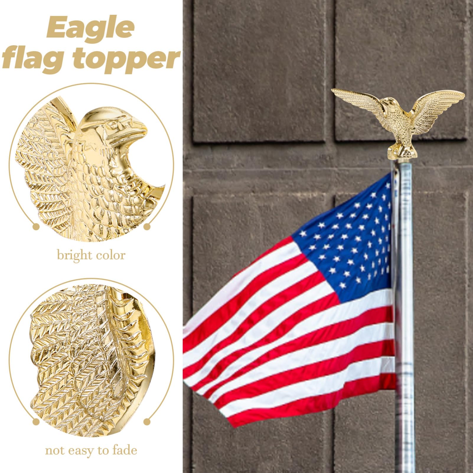 Snapklik.com : Flagpole Eagle Head Decor Flag Pole Parts Yard Flag Head ...