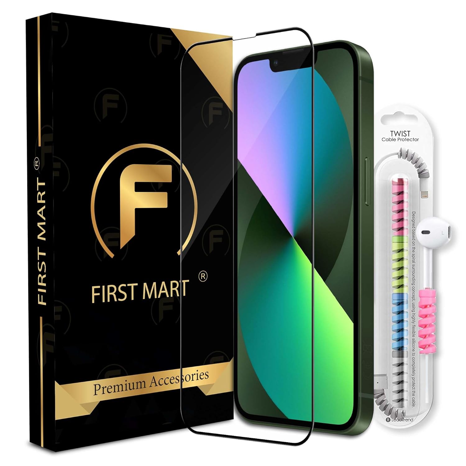 FIRST MART Premium Tempered Glass for iPhone 13 / iPhone 14/13 Pro with ...