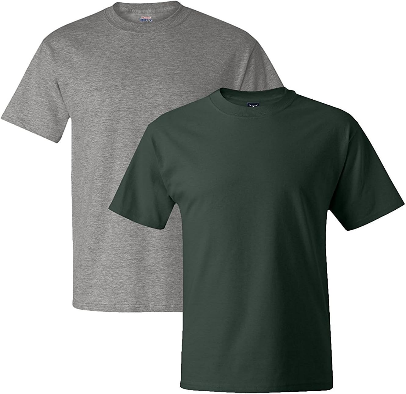 Hanes Mens 5180 Short Sleeve Beefy T, 1 Deep Forest / 1 Oxford Gray XL ...