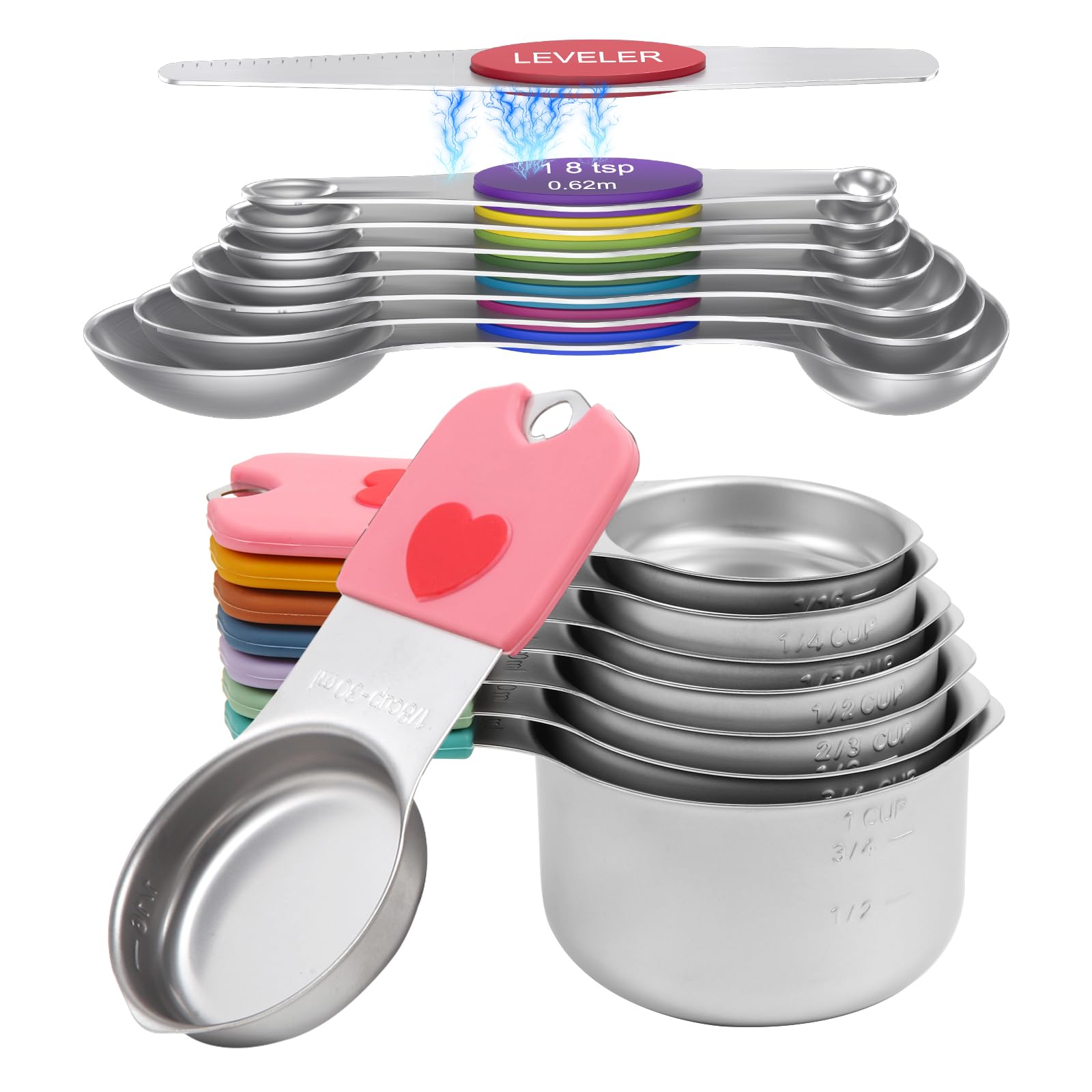 Amazon.com: Magnetic Measuring Cups & Spoons Set, Strong N45 Magnets ...