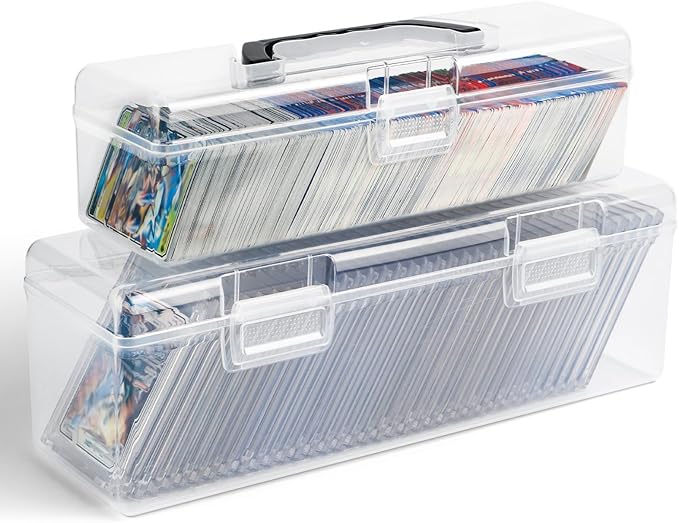 Amazon.com: HOXHA Trading Card Storage Box 2 Pack Large & Small Holder ...