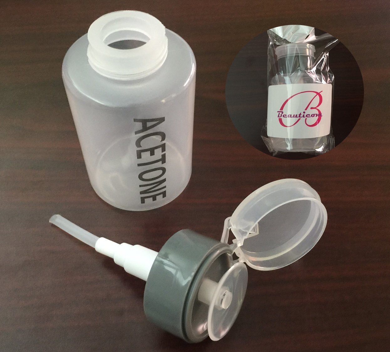 Amazon.com : Beauticom 6 Oz Push Down Acetone Dispenser - Clear Empty ...