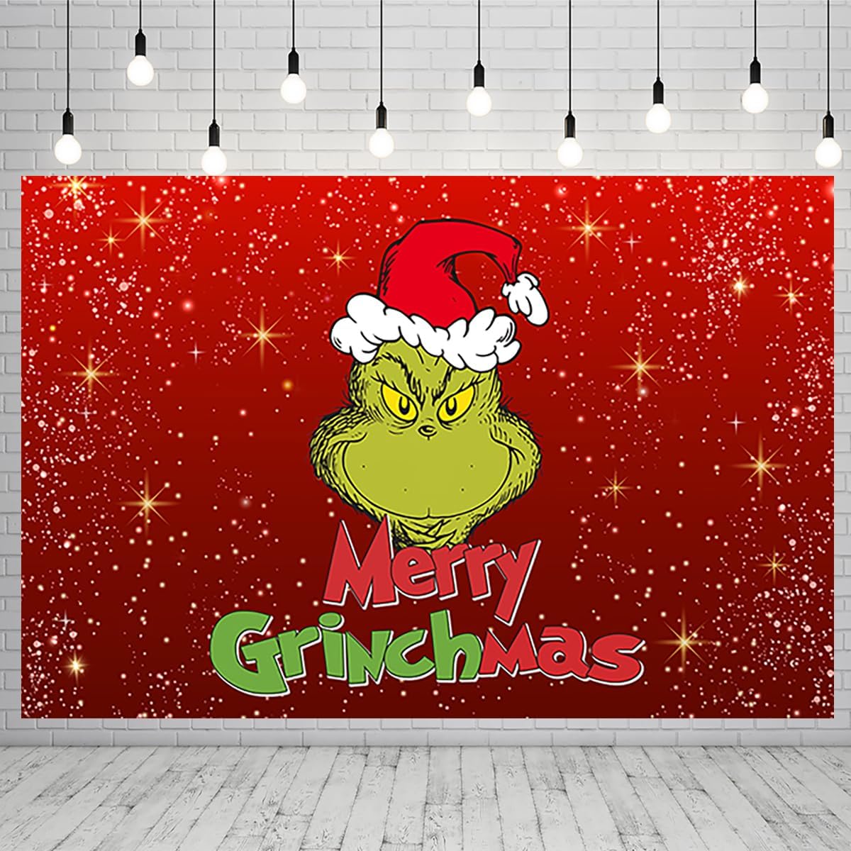 Amazon.com : Merry Grinchmas Backdrop for Christmas Party Supplies Red ...