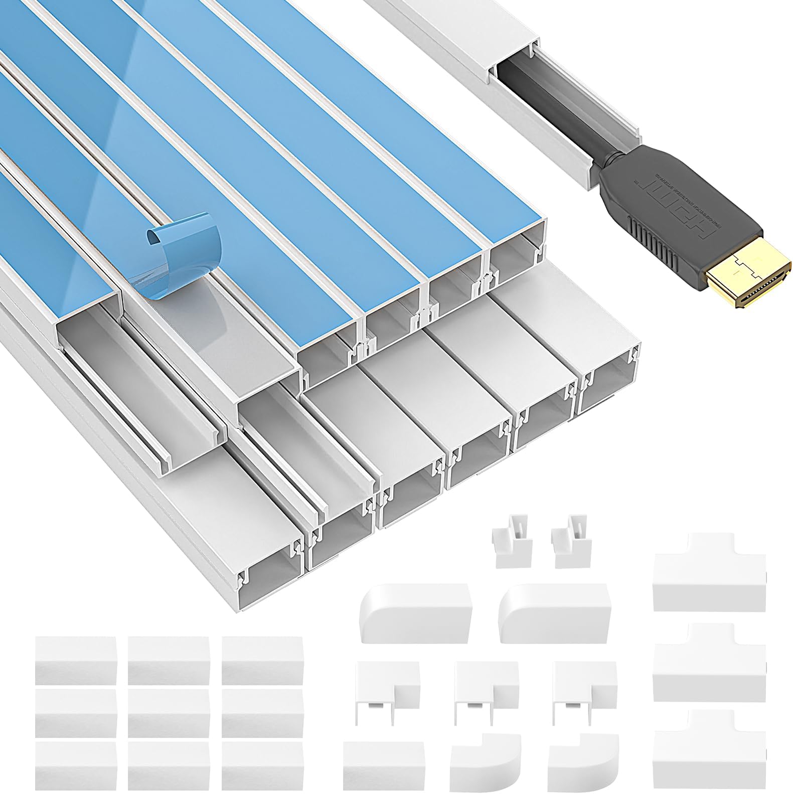 LALATOK 10 Pièces Goulotte de Câbles Autocollante Blanche, 15x9 mm ...