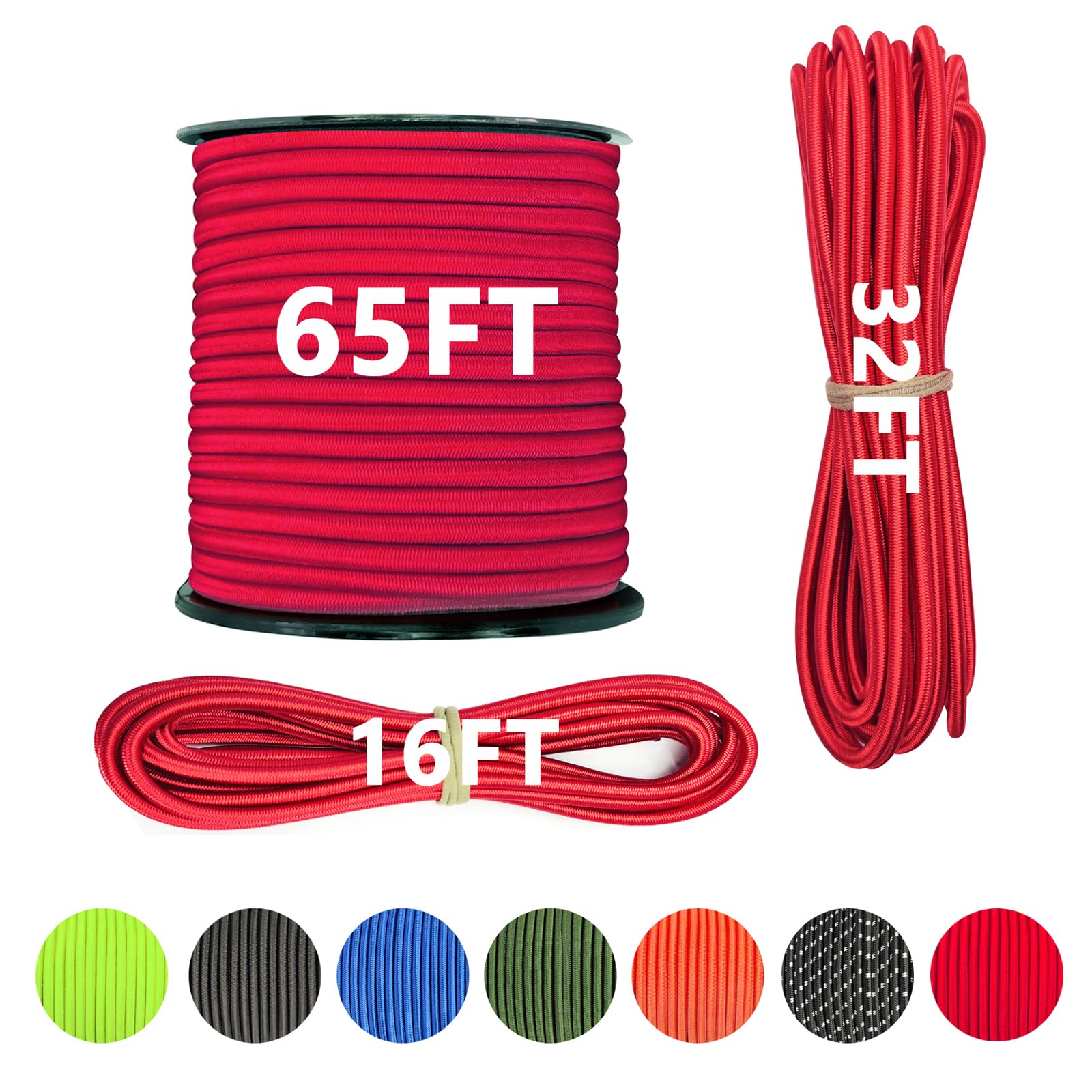 LUYADIN 1/4" x 16' Marine Grade Bungee Cord Elastic Shock Cord, Kayak ...