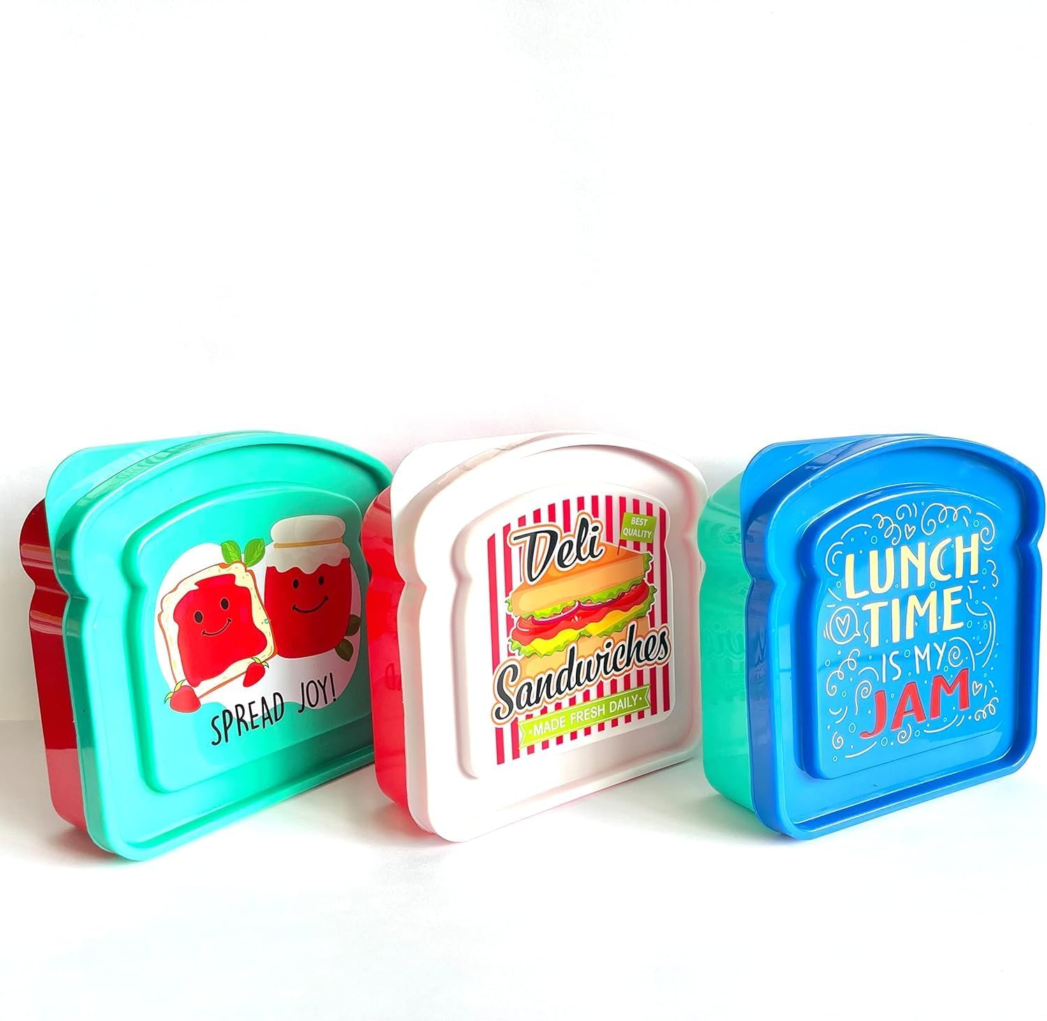 Amazon.com: Set of 3 Toast Shaped Sandwich Boxes Food Storage Sandwich ...