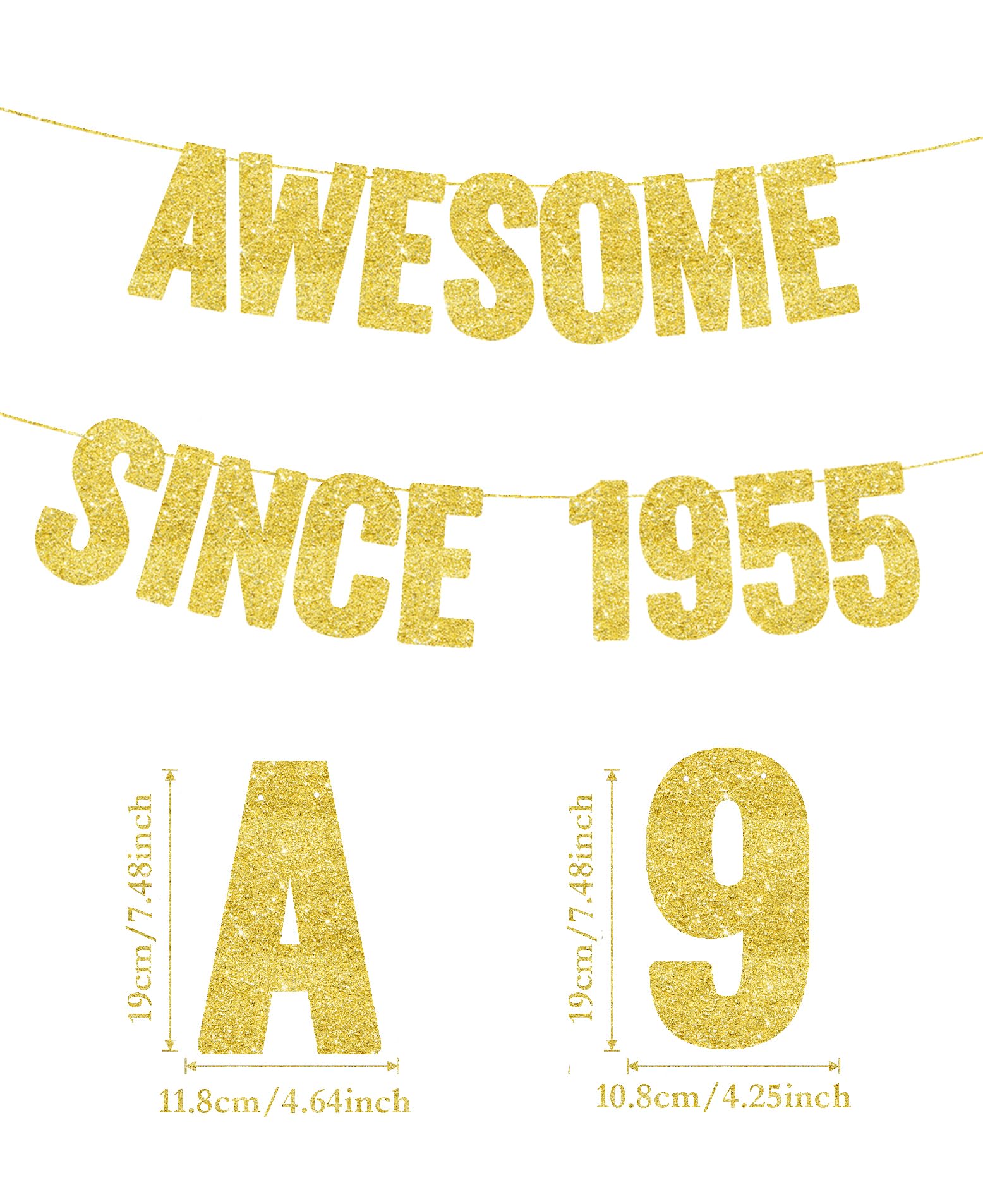 Snapklik.com : Awesome Since 1955 Banner, 70th Birthday Decorations ...