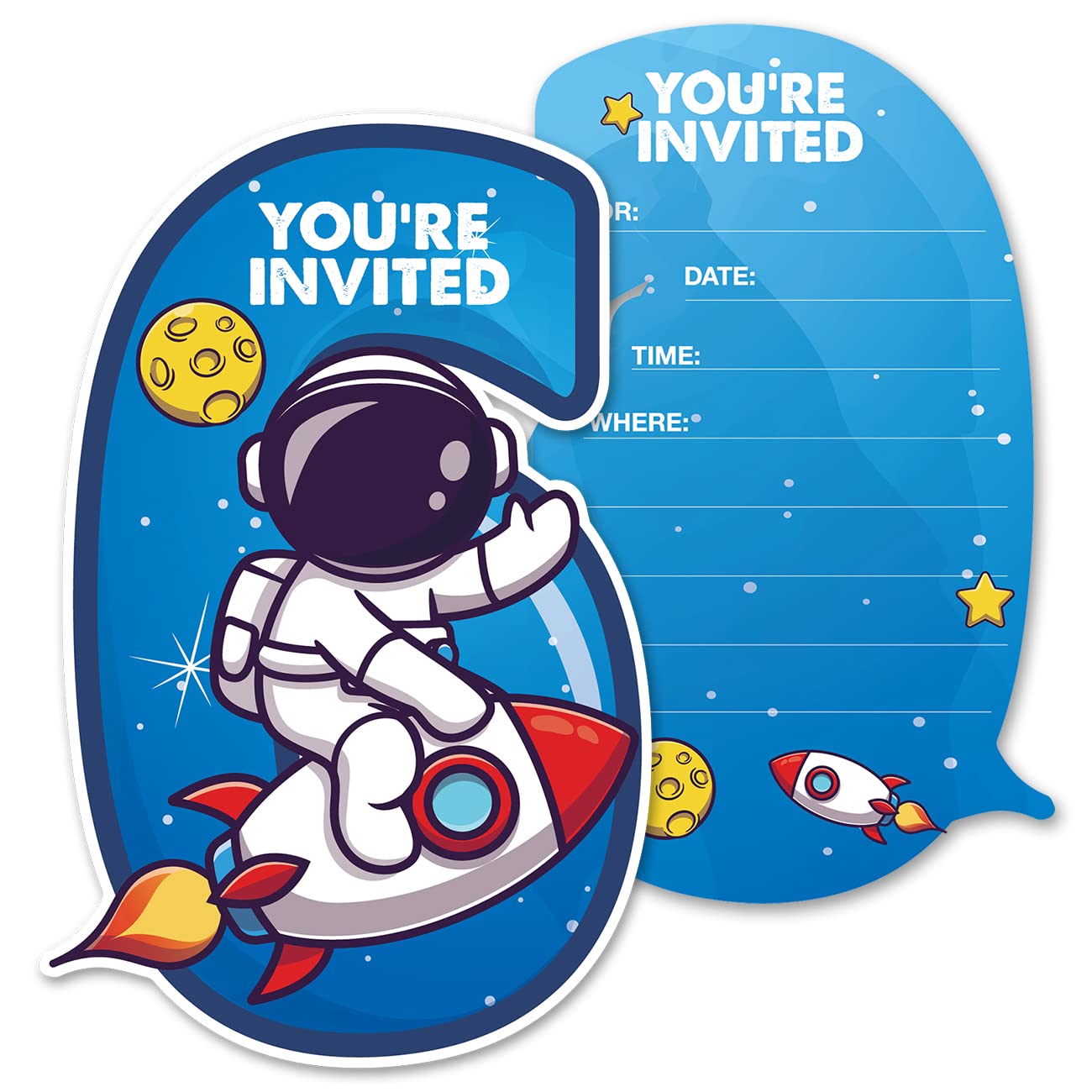 Amazon.com : Opomzk Cute Outer Outer Space 6th Party Invitations with ...