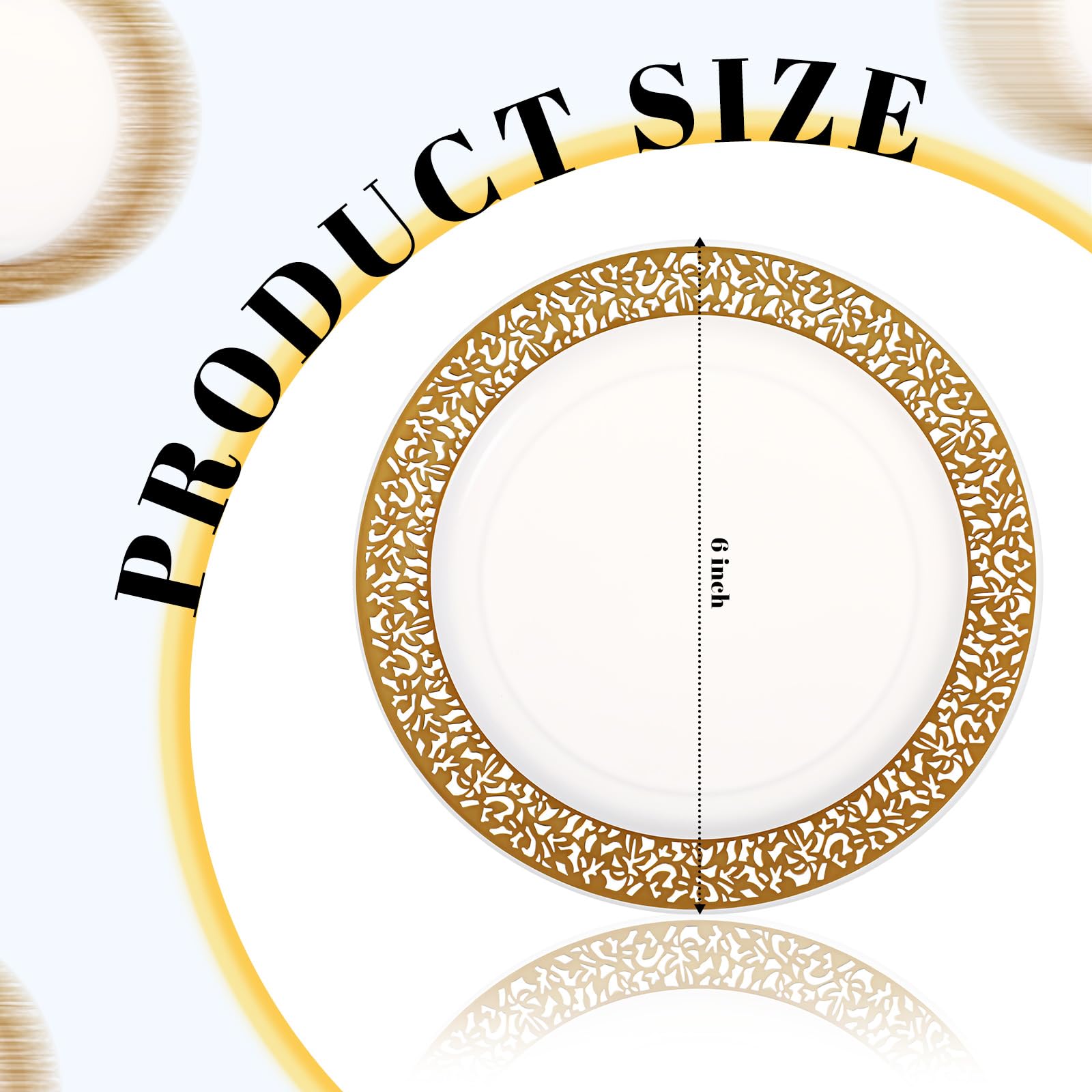 Skylety 100 Pieces Gold Plastic Plates Bulk 6 Inch Plastic Disposable ...