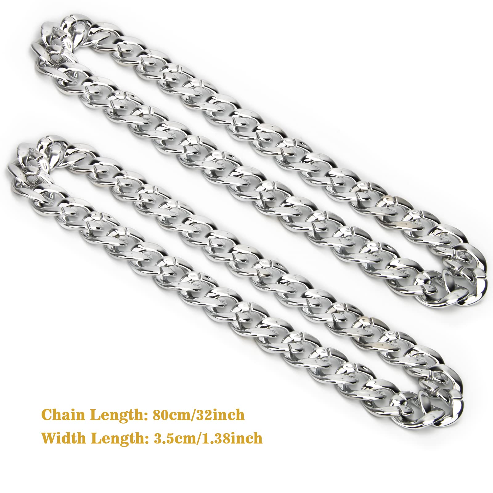 Snapklik.com : Hip Hop Chunky Silver Chain 2 Pack, 32 Inch Plastic ...
