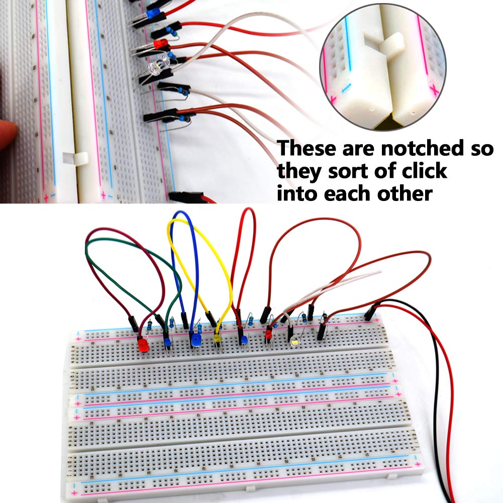 3 Pack Solderless Plug in Breadboard with 3 Pack Jumper Wires, 830 Tie ...