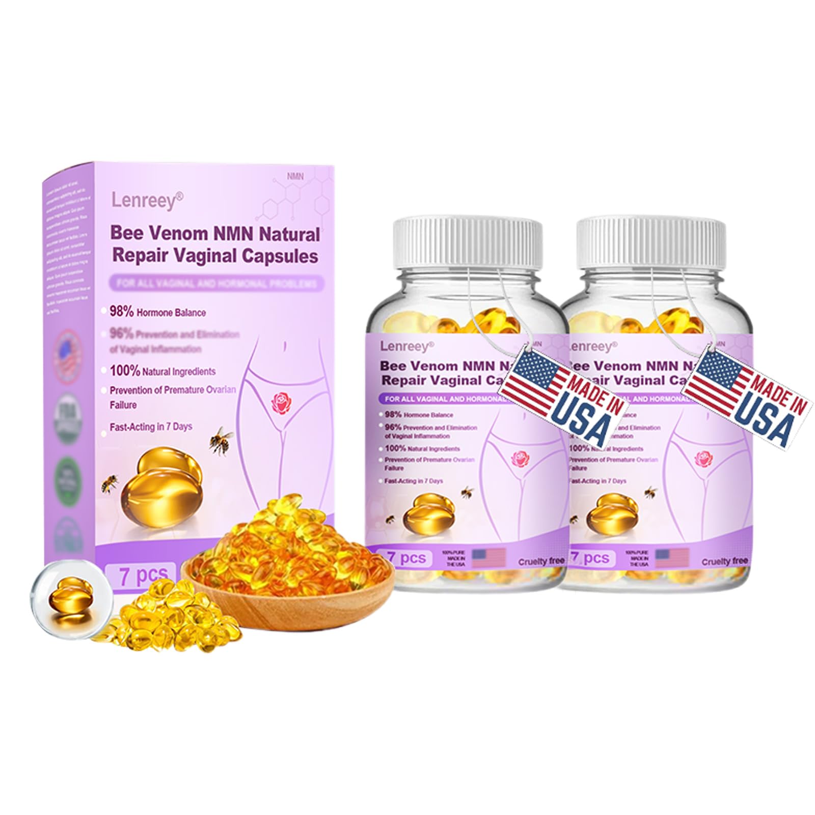 Amazon.com: GFOUK Lenreey Bee Venom Natural Repair Vaginal Capsules ...