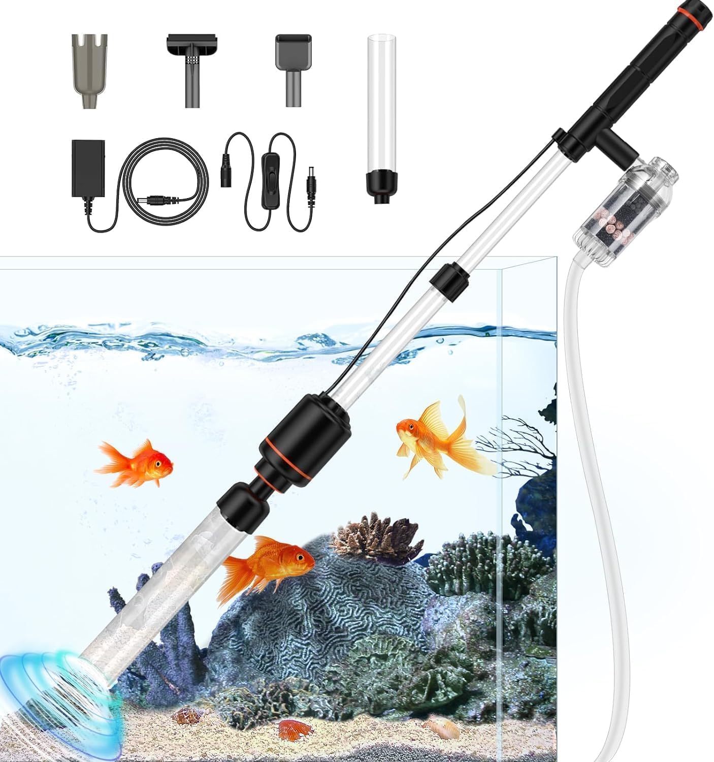 Amazon.com : hygger Electric Fish Tank Gravel Cleaner Kit,Removable ...