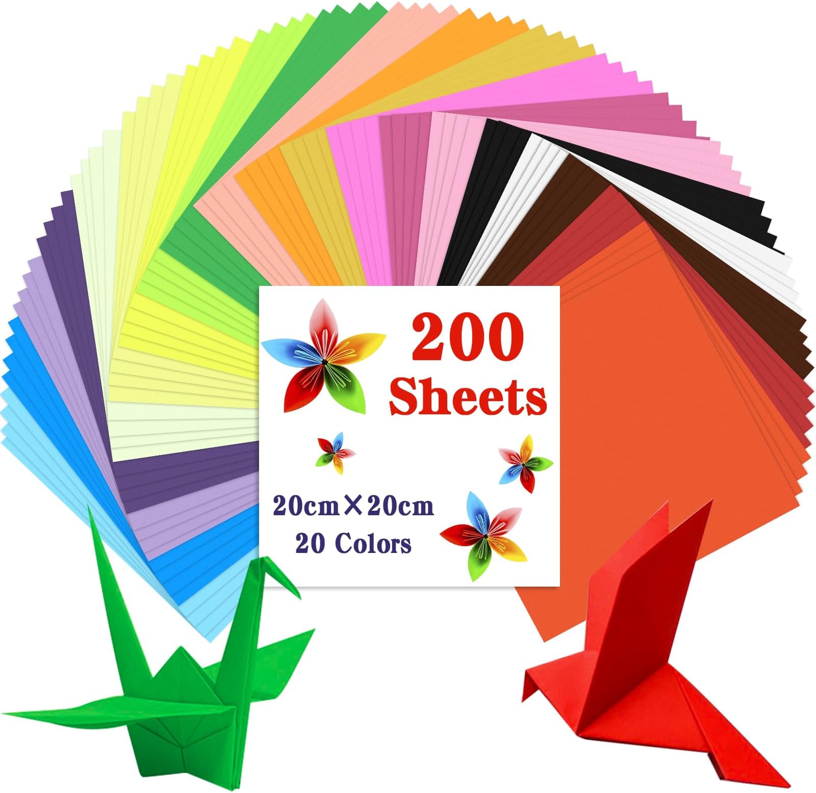 Caianwin 200 Sheets Origami Paper 20 x 20 cm/ 8 x 8 inch Craft Paper 20 ...