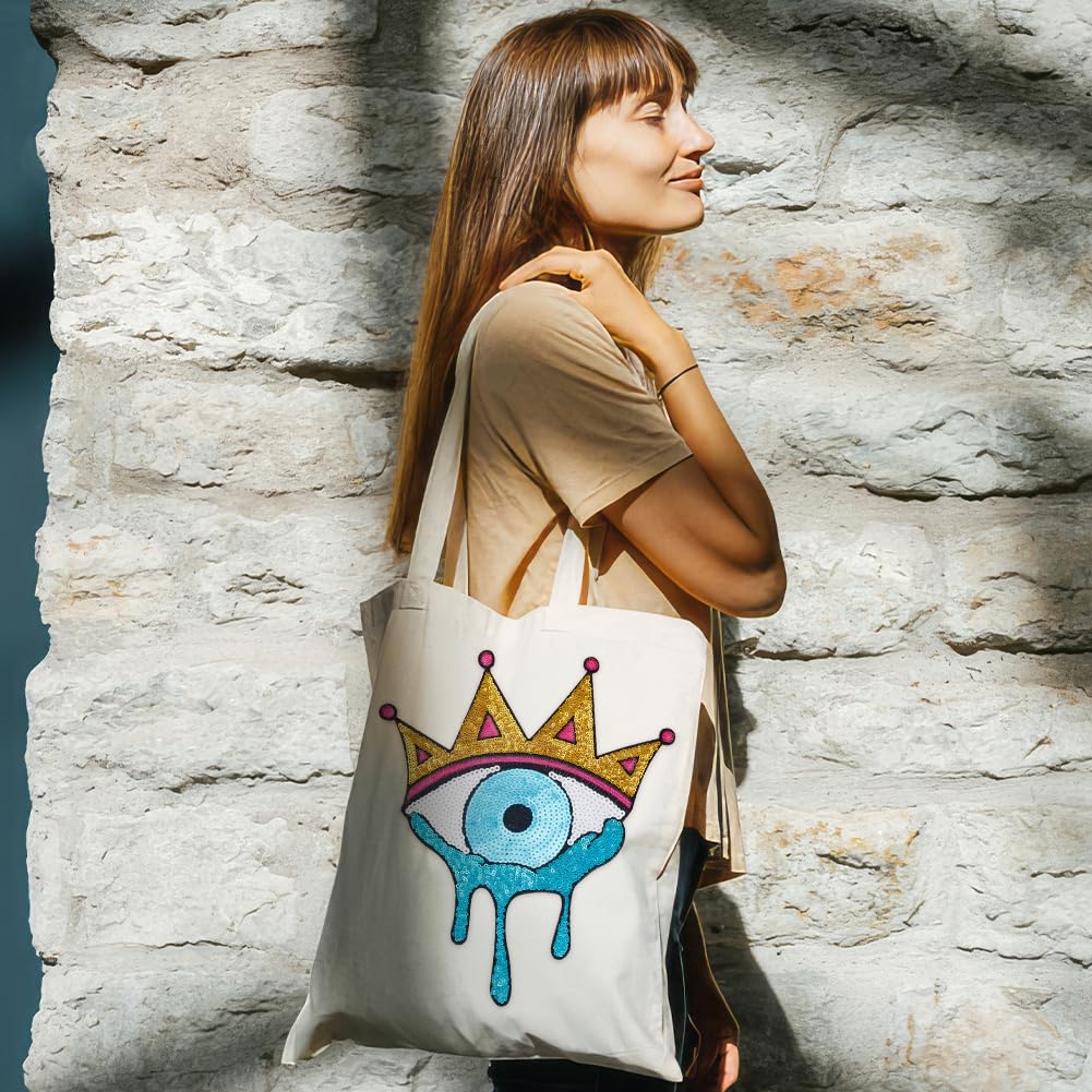 Snapklik.com : 4pcs Evil Eye Sequin Patches Iron On Sew On Embroidered ...