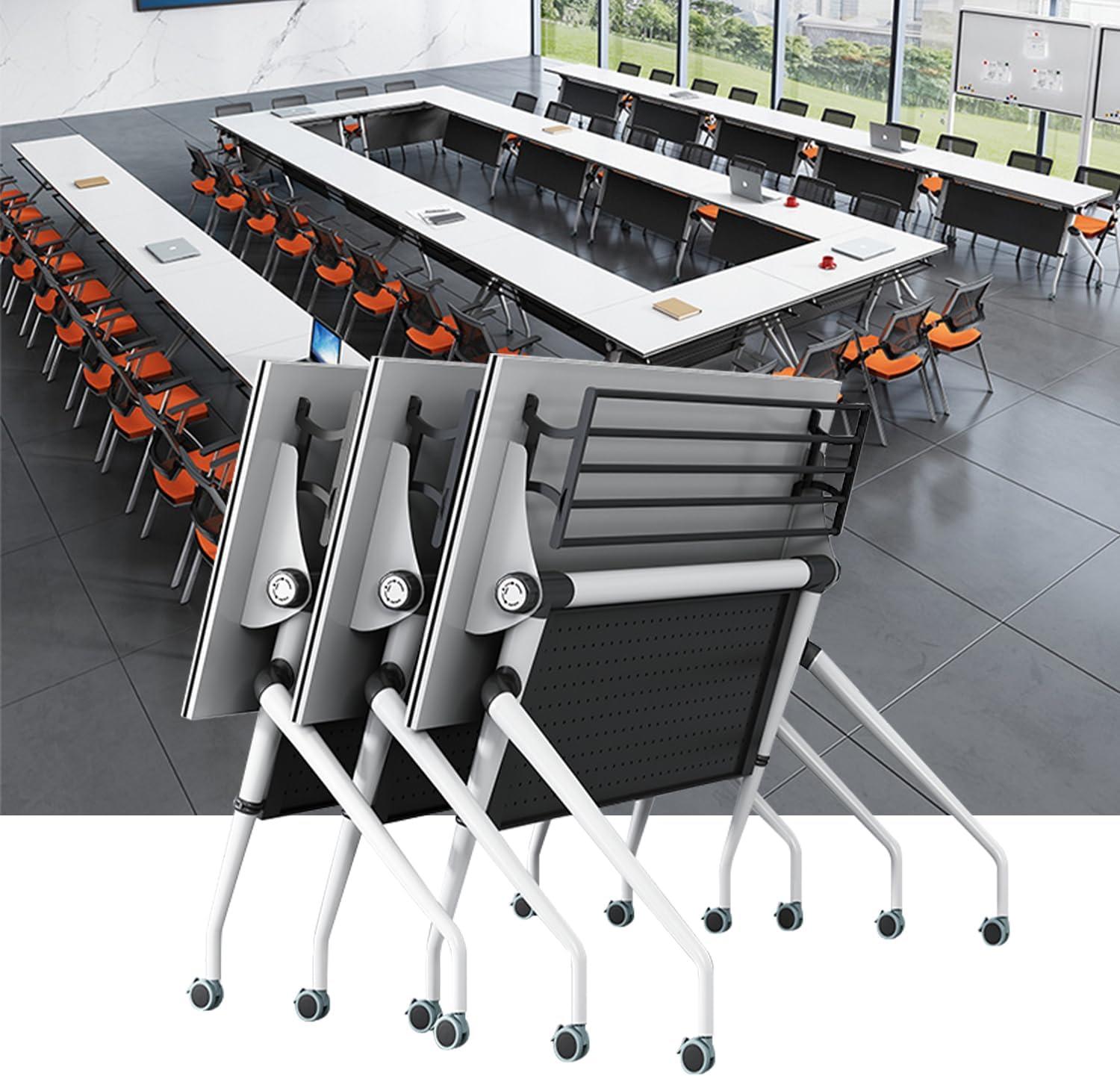 Amazon.com: Conference Table,Rolling Meeting Table,Folding Conference ...