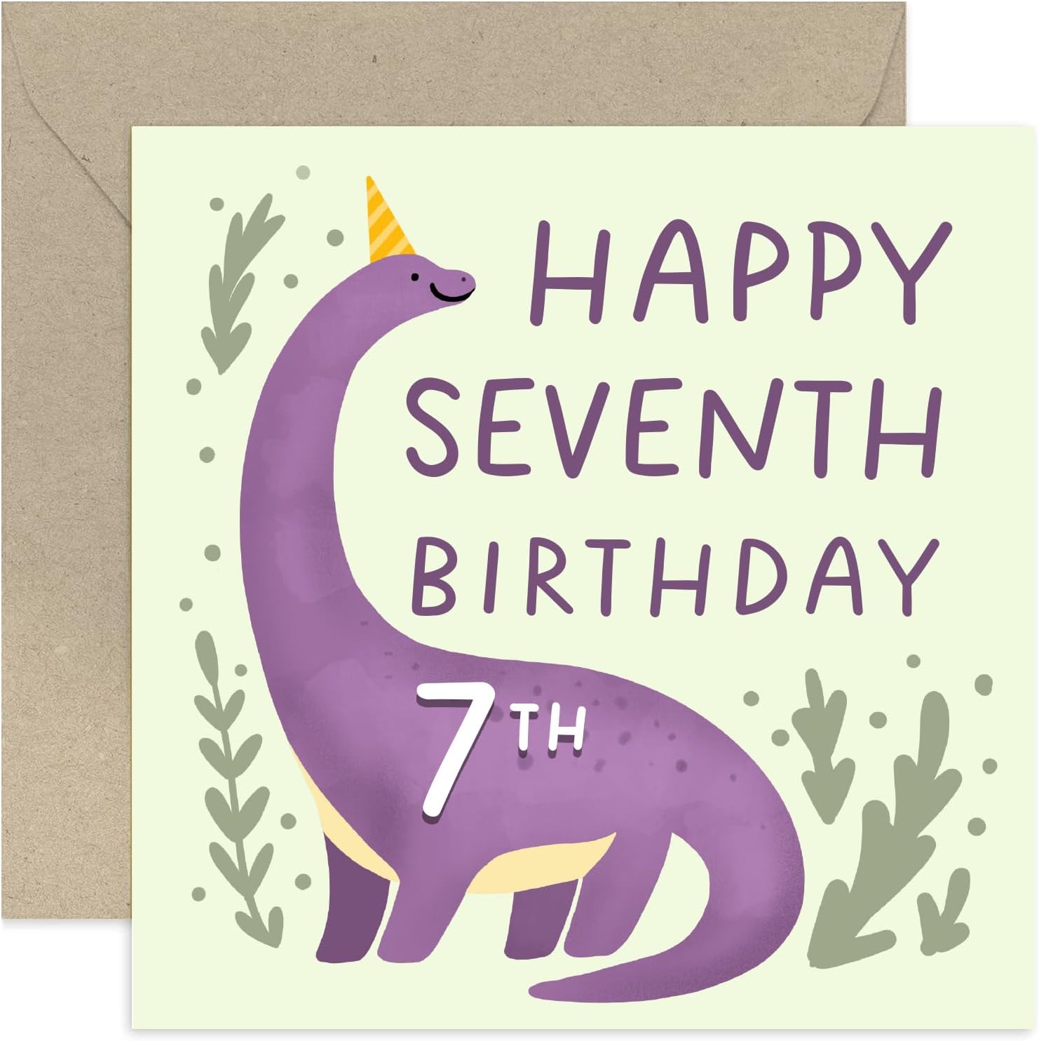 Old English Co. Happy 7th Birthday Card for Boy or Girl - Purple ...