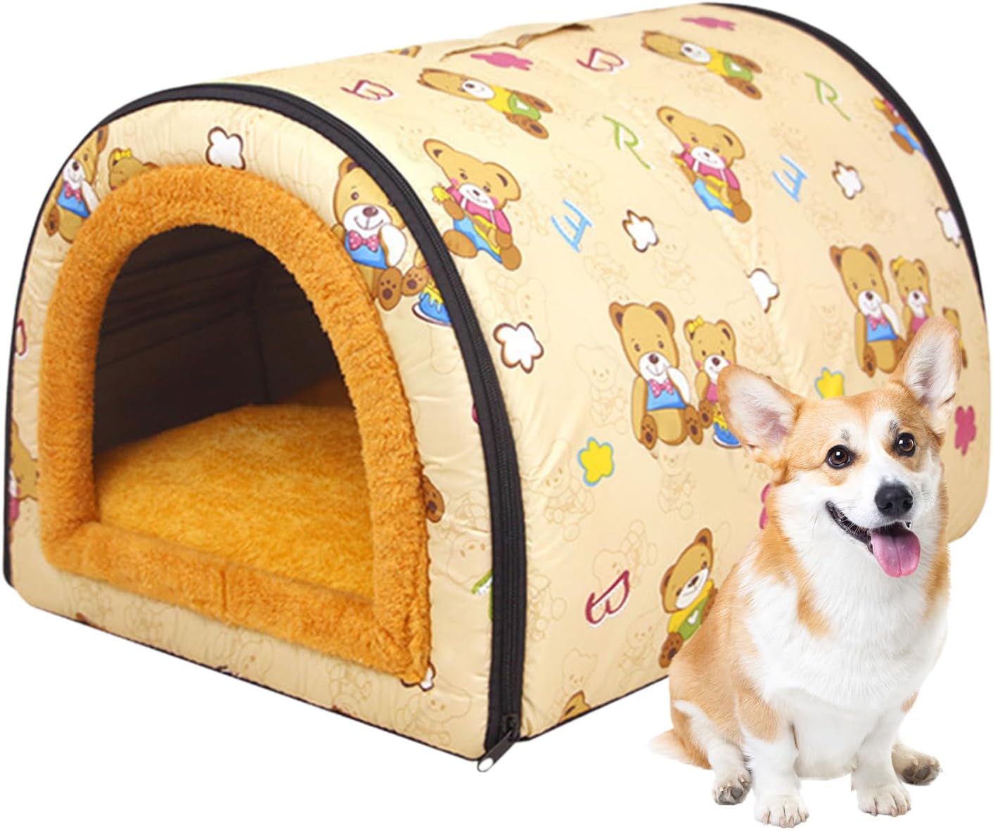 Amazon.com : Dog House Kennel, Weatherproof Cat Dog Cave, Medium and Small Dogs Enclosed House ...