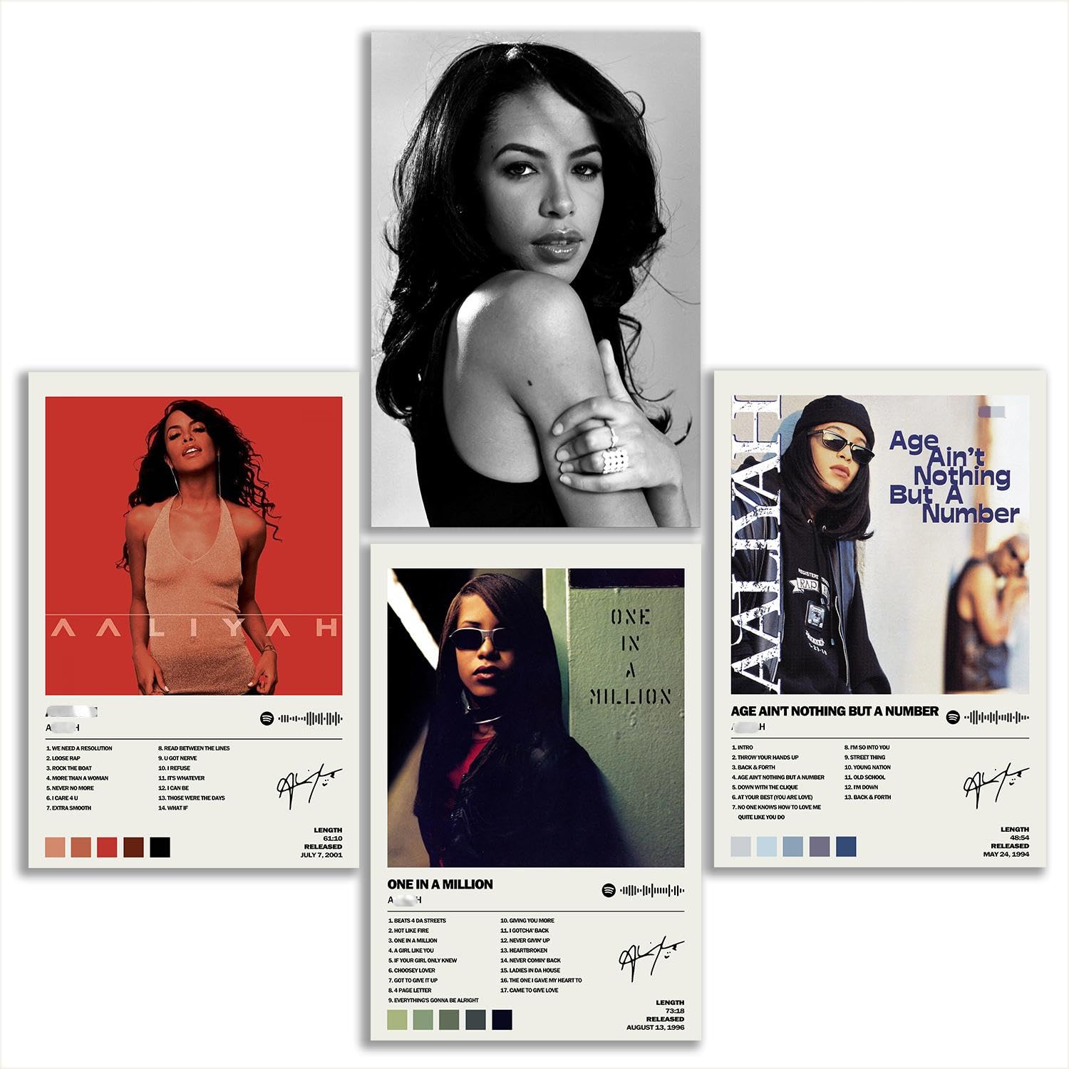 Amazon.com: VUIPAJQC Aaliyah Album Cover Limited Edition Posters (Set of 4) Unframed 8inch X ...