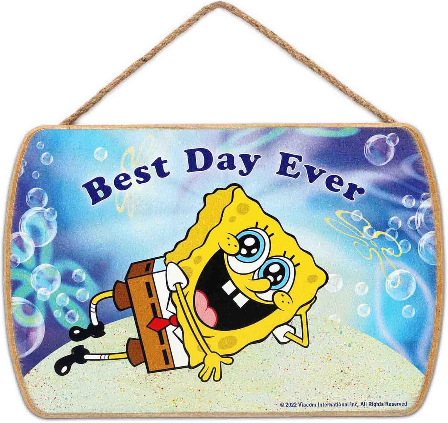 Amazon.com: Nickelodeon SpongeBob SquarePants Relaxing Hanging Wood ...