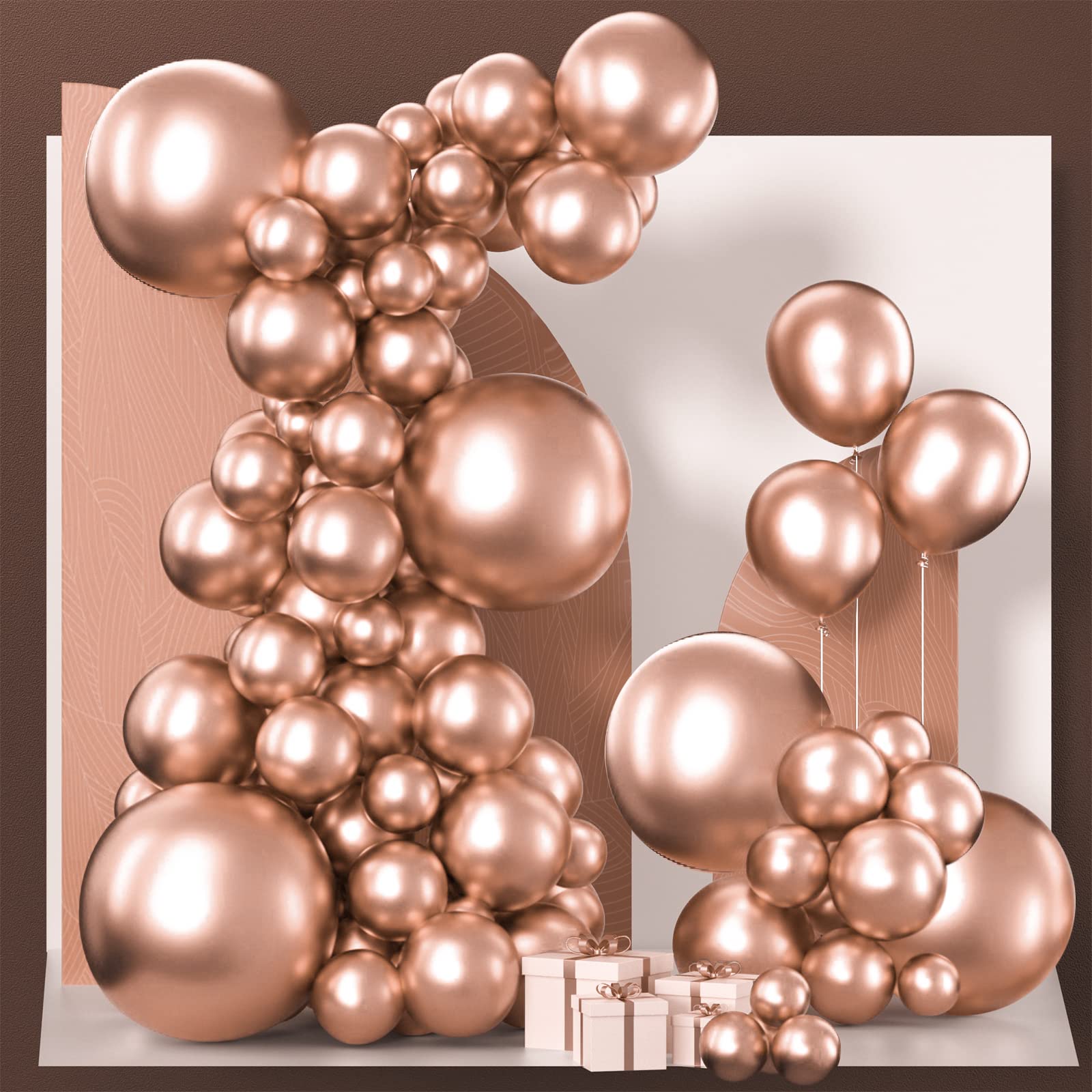 Amazon.com: PartyWoo Metallic Rose Gold Balloons, 130 pcs Rose Gold ...