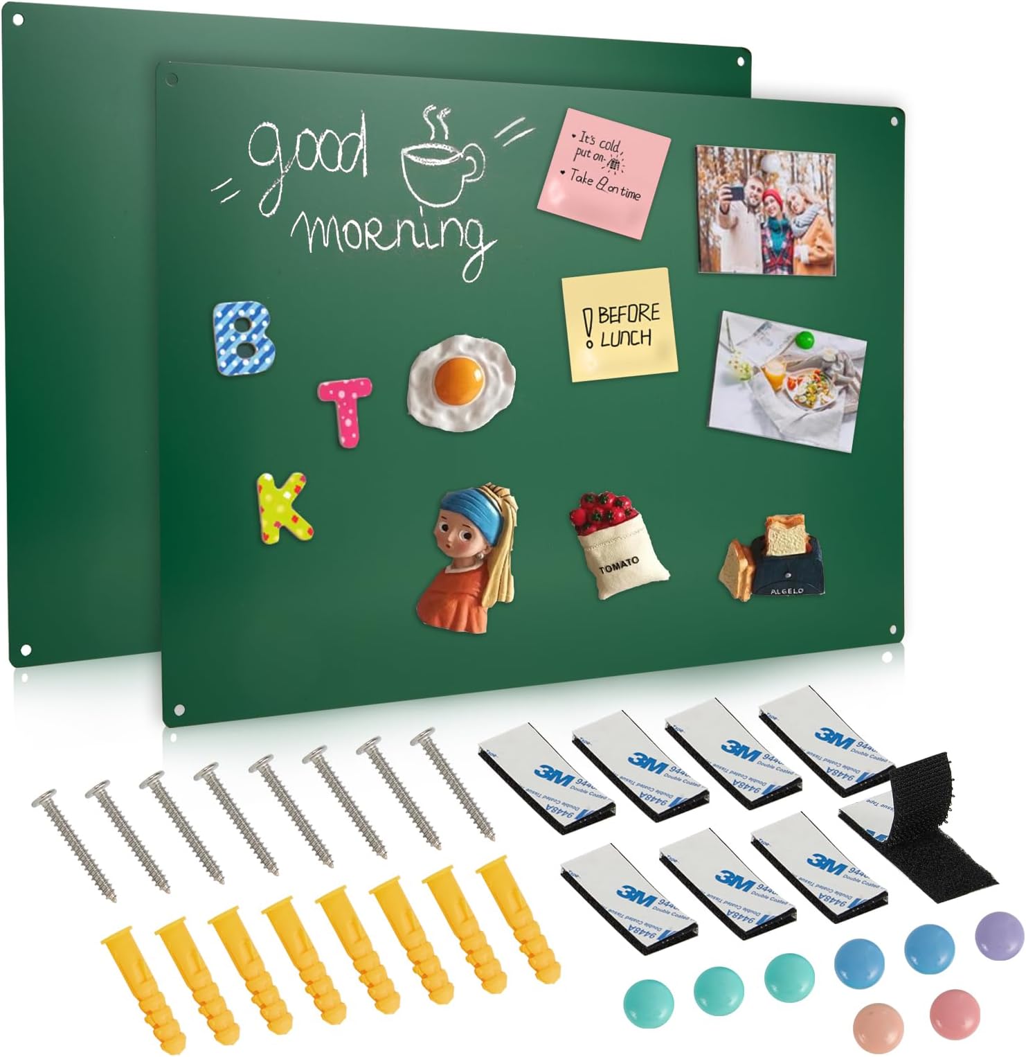 Amazon.com : 2 Pack Green Magnetic Board 17.2"x11.8" Magnet Bulletin ...