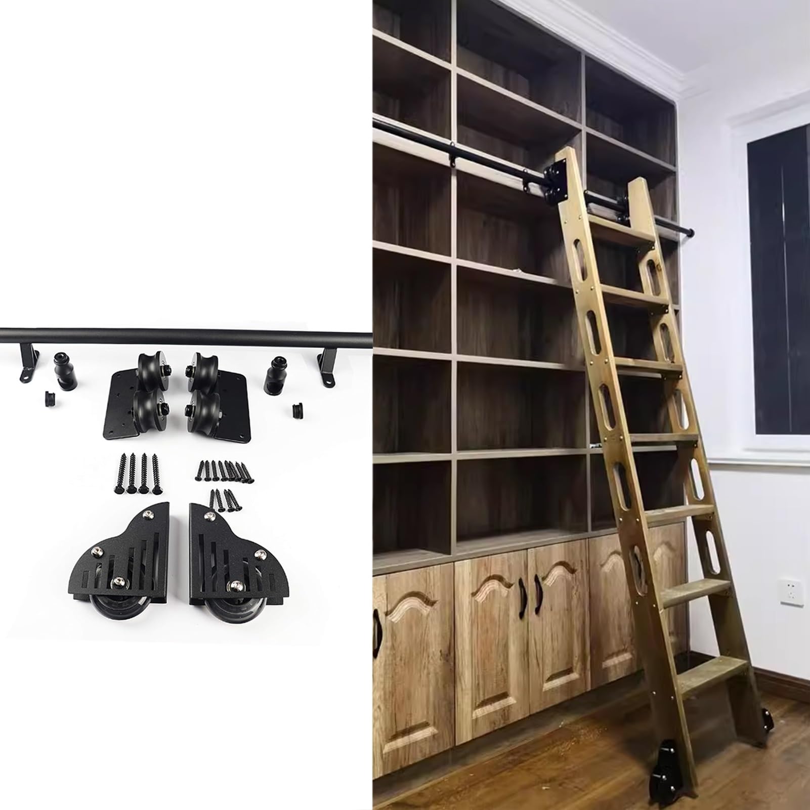 Amazon.co.jp: 3.3 フィート～ 24 フィートのスライド式ライブラリ ハードウェア ローリング トラック キット - ブレーキ付きフロア ローラー ホイール、1 メートル ...
